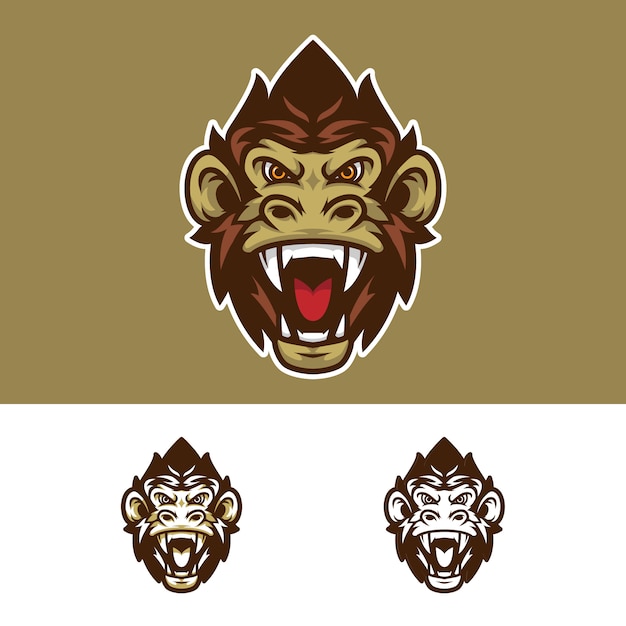 Fierce Monkey Mascot Emblem Collection with Growling Expressions ...