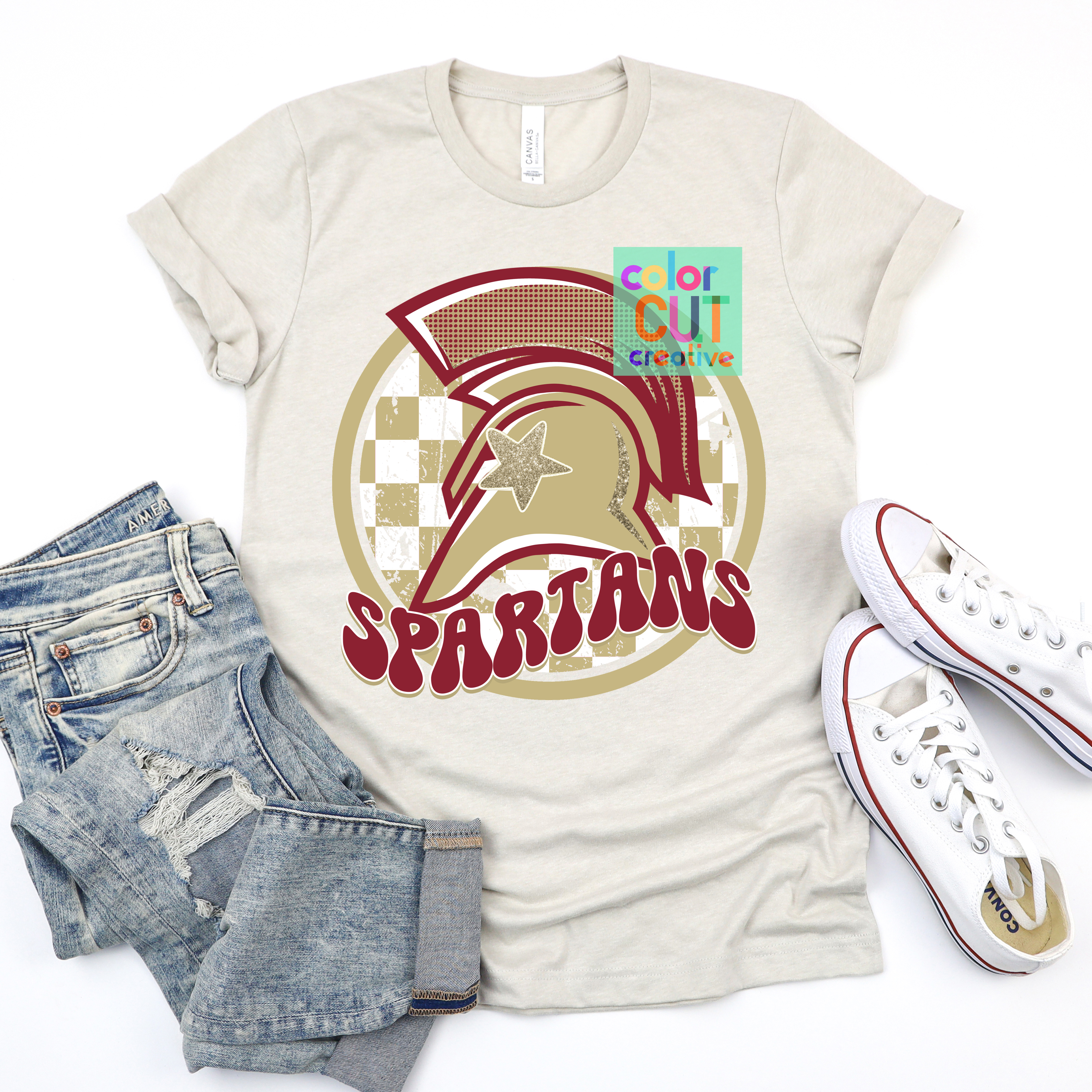 'Spartans' Retro Circular Emblem with Stylized Helmet and Star | Jiffy ...