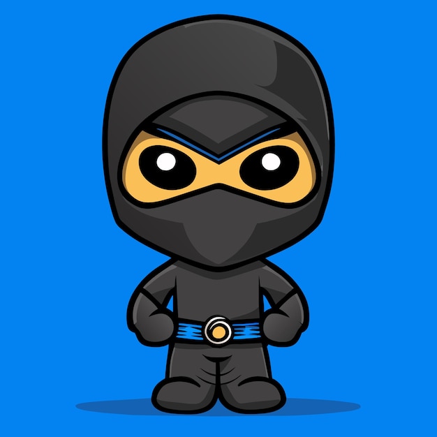 Cute Ninja Warrior Character on Blue Background | Jiffy Designs