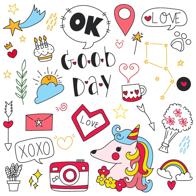 Vibrant Collection of Cheerful Doodle Illustrations and Uplifting ...