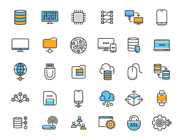 Diverse Collection of Vibrant Technology and Data Icons | Jiffy Designs