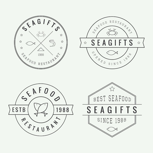 Vintage Nautical Seafood Restaurant Logo Collection | Jiffy Designs