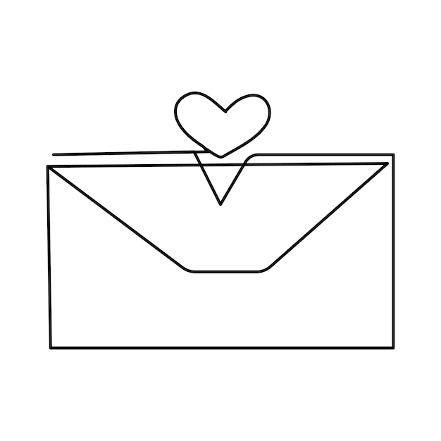 Minimalist Heart-Shaped Envelope with Simple Line Art | Jiffy Designs