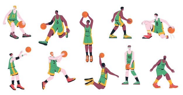 Vibrant Basketball Players in Dynamic Action Poses | Jiffy Designs