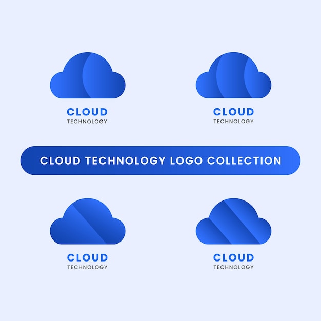 Minimalist Blue Cloud Technology Logo Set | Jiffy Designs