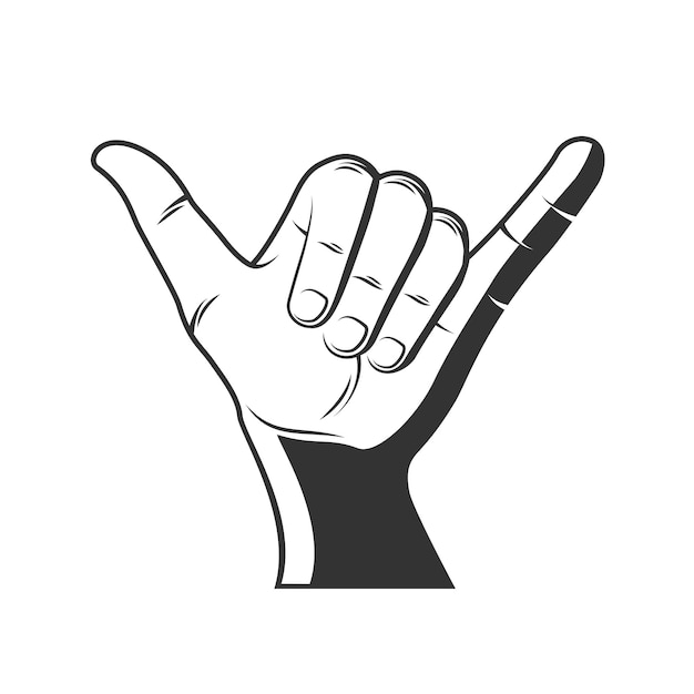 Iconic Shaka Hand Gesture in Bold Silhouette | Jiffy Designs