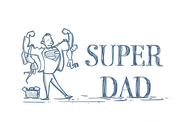 Playful Illustration of a Super Dad Juggling Family Duties | Jiffy Designs