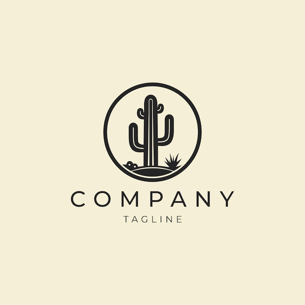 Minimalist Cactus Silhouette Logo in Circular Frame | Jiffy Designs