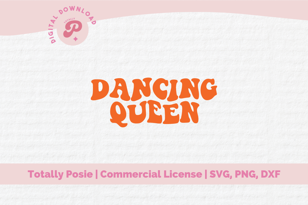 'Dancing Queen' Bold Retro Typography in Vibrant Orange | Jiffy Designs