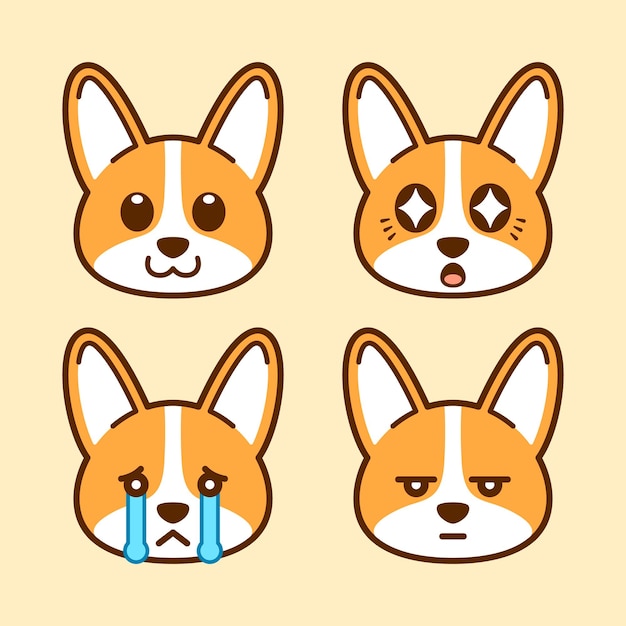 Adorable Corgi Faces with Expressive Emotions and Features | Jiffy Designs