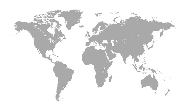Detailed Grayscale World Map - Continents and Oceans Outlined | Jiffy ...