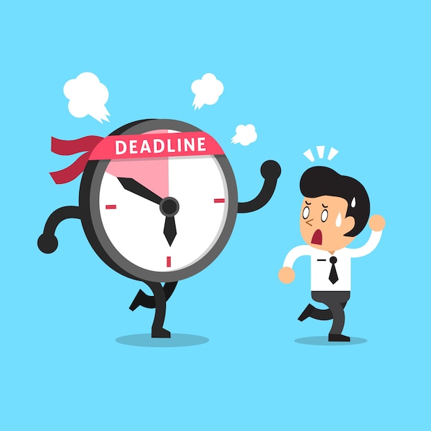 Businessman Running Away from Personified Deadline Clock | Jiffy Designs