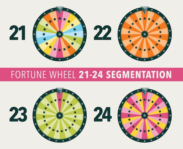 Vibrant Fortune Wheel Collection with Segmentation Numbers 21-24 ...