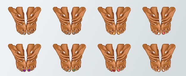 Vibrant Feet: A Mosaic of Diverse Skin Tones and Pedicures | Jiffy Designs