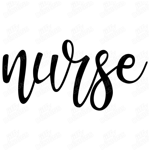 'Nurse' Elegant Cursive Script in Bold Black Strokes | Jiffy Designs