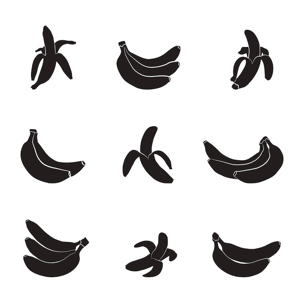 Diverse Banana Silhouette Collection for Versatile Designs | Jiffy Designs