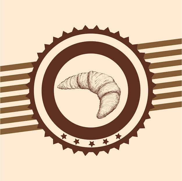 Vintage-Inspired Croissant Emblem with Stripes and Stars | Jiffy Designs