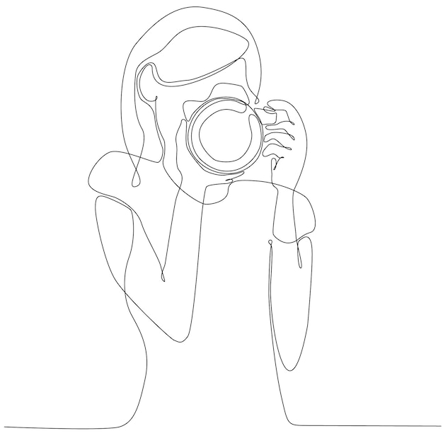 Continuous Line Drawing of Photographer Capturing Moment | Jiffy Designs