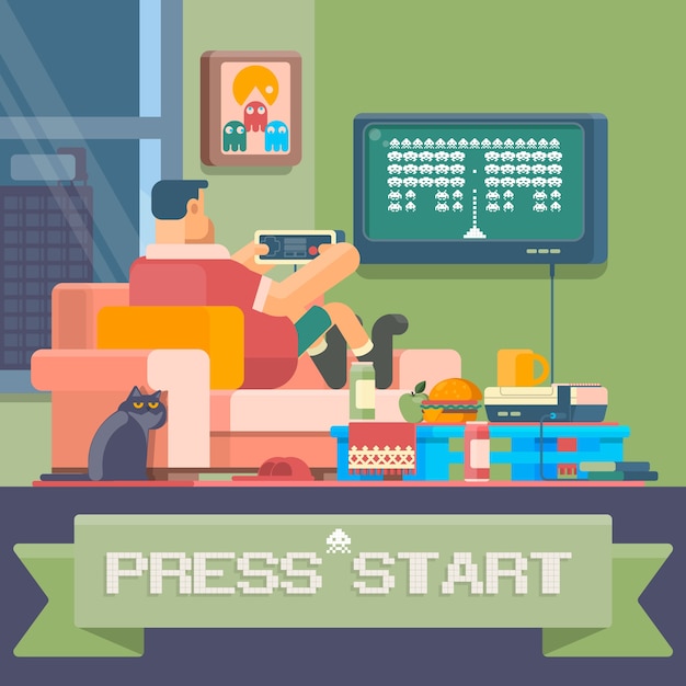 Vibrant Gaming Setup with Cozy Gamer Relaxing on Sofa | Jiffy Designs