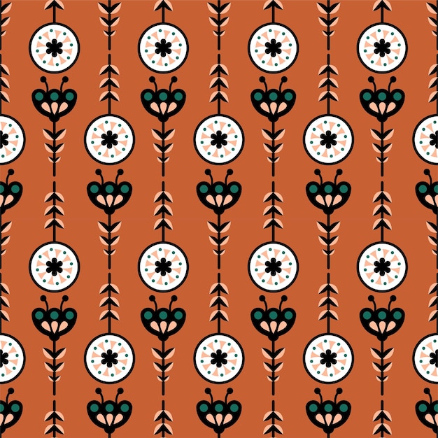 Stylized Floral Pattern in Orange and Black Tones | Jiffy Designs