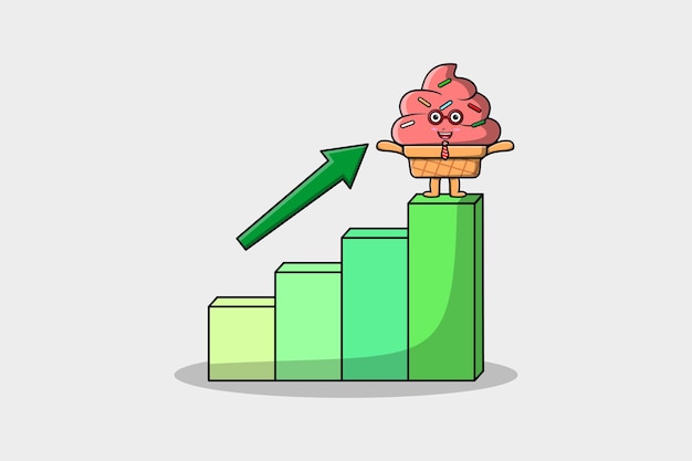 Cheerful Cupcake Atop Growth Chart Showcasing Success | Jiffy Designs