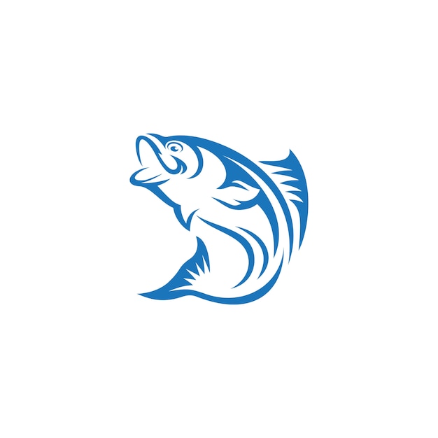 Striking Blue Fish Icon with Dynamic Curved Lines Design | Jiffy Designs