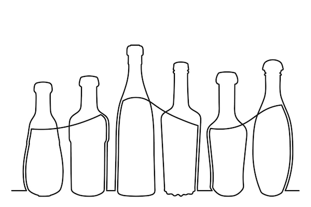 Elegant Silhouette of Diverse Wine Bottles and Decanters | Jiffy Designs