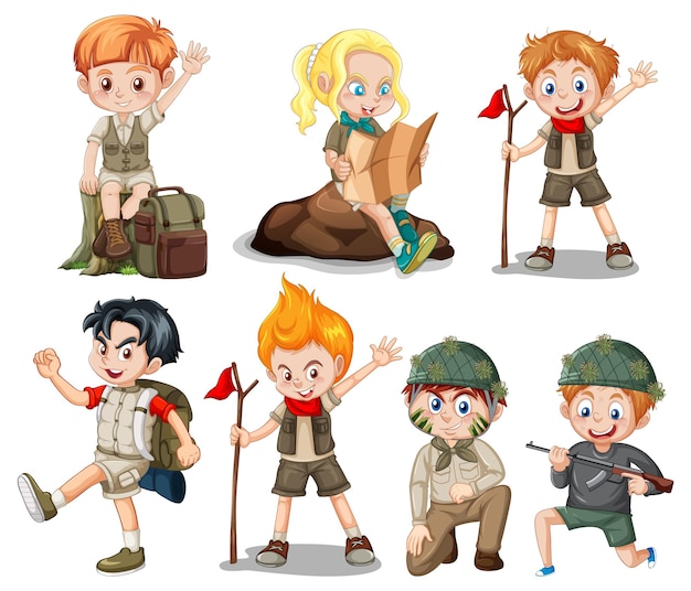 Diverse Collection of Cheerful Cartoon Explorers and Adventurers ...