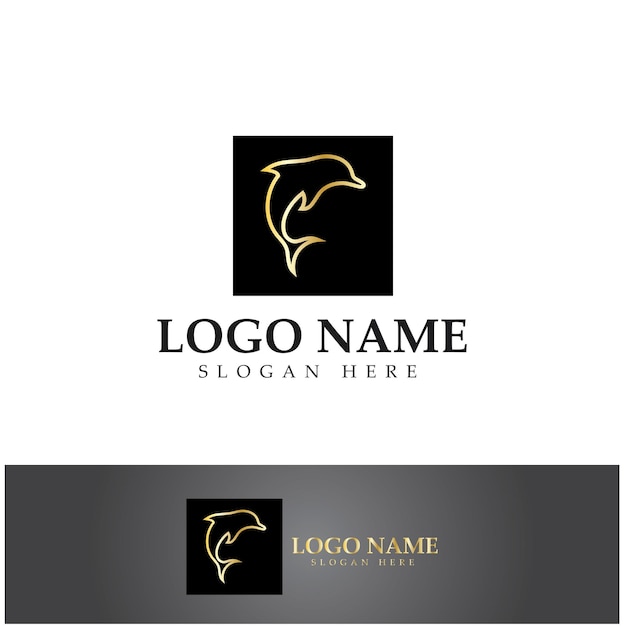 Elegant Golden Dolphin Silhouette Logo Design | Jiffy Designs