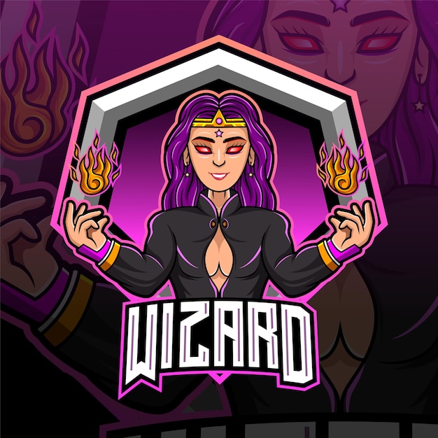 Powerful Wizard Emblem with Fierce Flames | Jiffy Designs