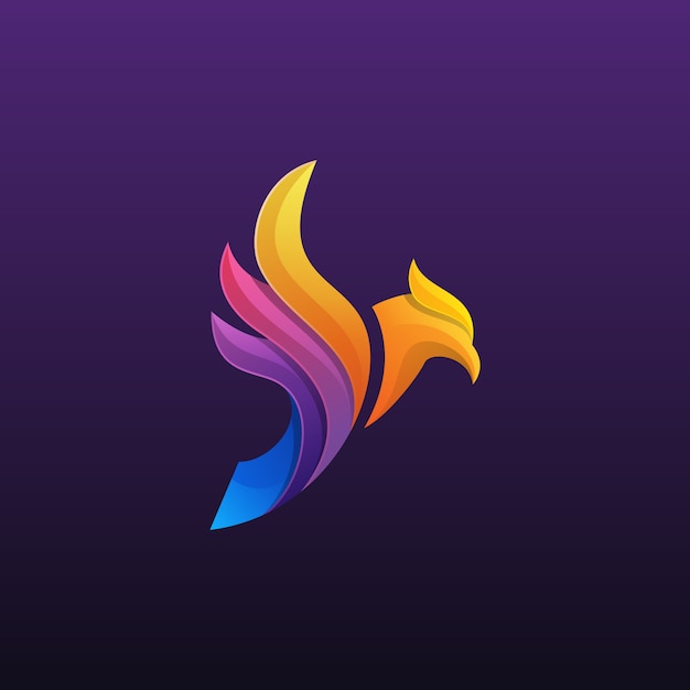 Vibrant Soaring Phoenix Emblem in Gradient Hues | Jiffy Designs