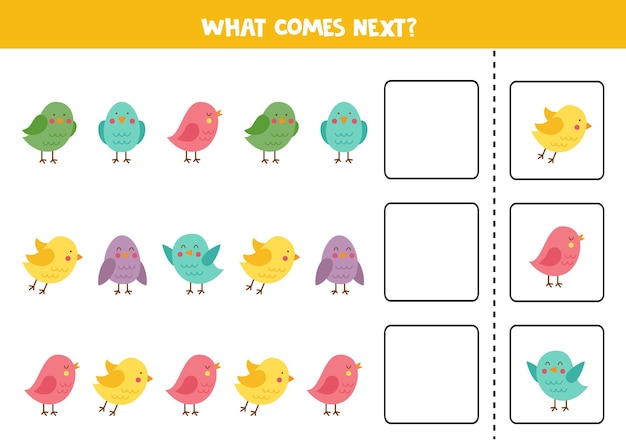 Whimsical Birds Pattern Worksheet with Empty Boxes | Jiffy Designs