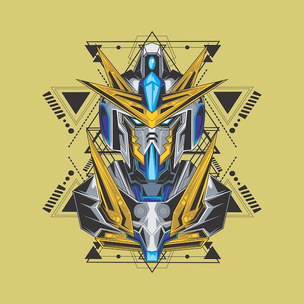 Majestic Robotic Guardian: A Geometric Sci-Fi Masterpiece | Jiffy Designs
