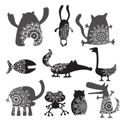 Collection Of Cartoon Funny Vector Animals Silhouettes | Jiffy Designs