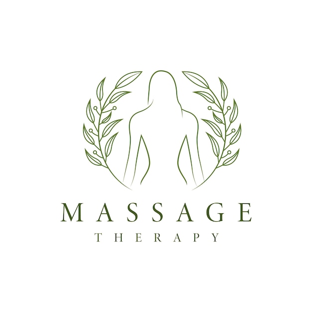 Serene Silhouette: Massage Therapy Emblem with Leafy Flourish | Jiffy ...