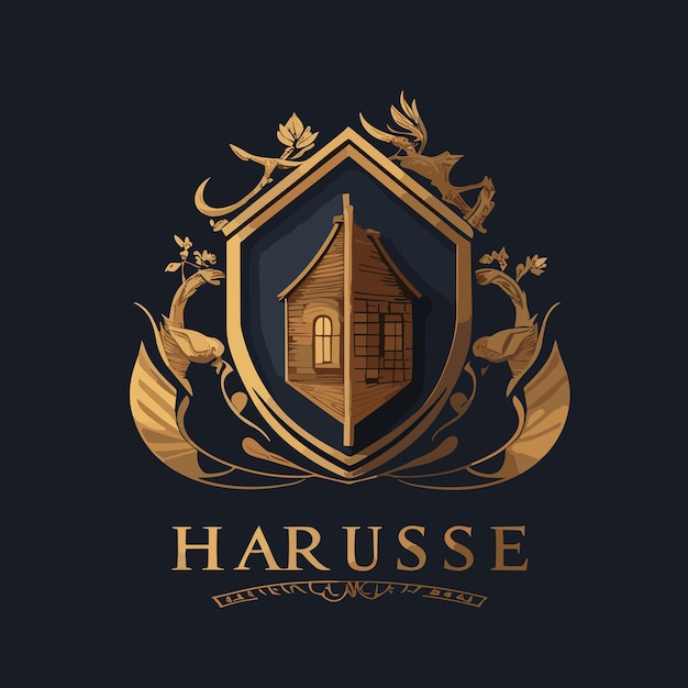 Majestic Golden Crest with Rustic Cabin Emblem | Jiffy Designs