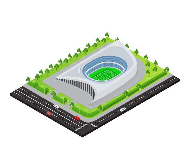 Isometric View of a Vibrant Sports Stadium Surrounded by Nature | Jiffy ...