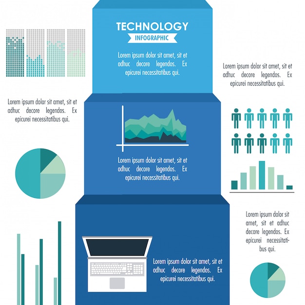 Technology Infographic with Data Visualizations and Illustrations ...