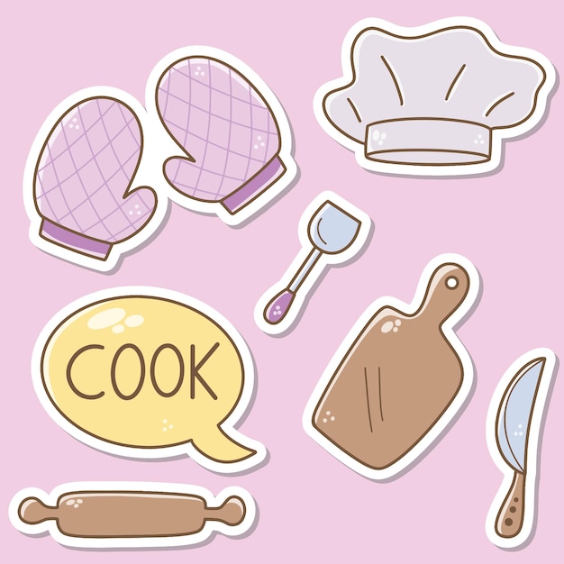Charming Cooking Utensils and Kitchenware Sticker Set | Jiffy Designs