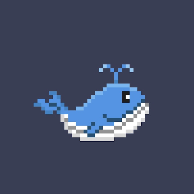 Charming Pixel Whale Illustration on Dark Background | Jiffy Designs