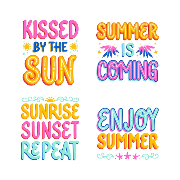 Vibrant Summer-Themed Typographic Collection with Uplifting Messages ...