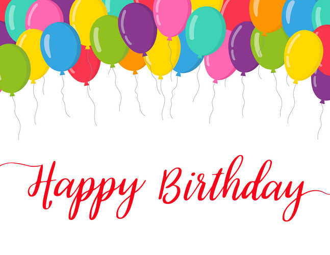 Greeting Banner With Color Balloons. Happy Birthday Flat Background ...