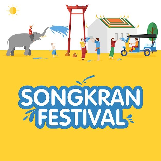 Vibrant Songkran Festival Scene with Colorful Celebrations | Jiffy Designs