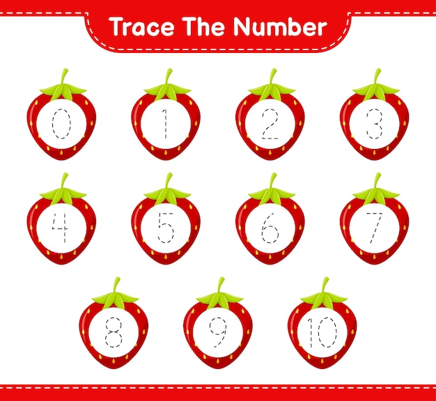 Vibrant Strawberry Tracing Worksheet for Numeracy Practice | Jiffy Designs