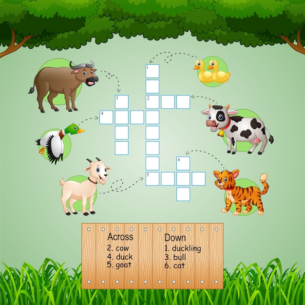 Charming Farm Animal Crossword Puzzle in Lush Meadow | Jiffy Designs