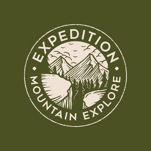 Captivating Mountain Expedition Emblem with Rugged Peaks | Jiffy Designs