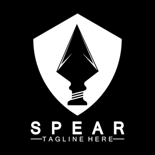Bold Geometric Spear Emblem with Customizable Tagline | Jiffy Designs