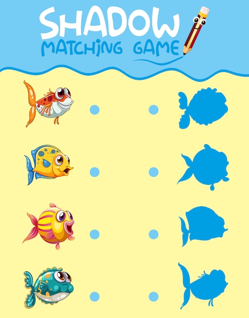 Vibrant Fish Shadow Matching Game for Kids | Jiffy Designs