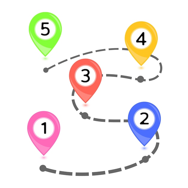 Colorful Numbered Map Pointers with Connecting Arrows | Jiffy Designs