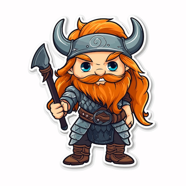 Fearless Ginger Viking Warrior with Axe and Horned Helmet | Jiffy Designs